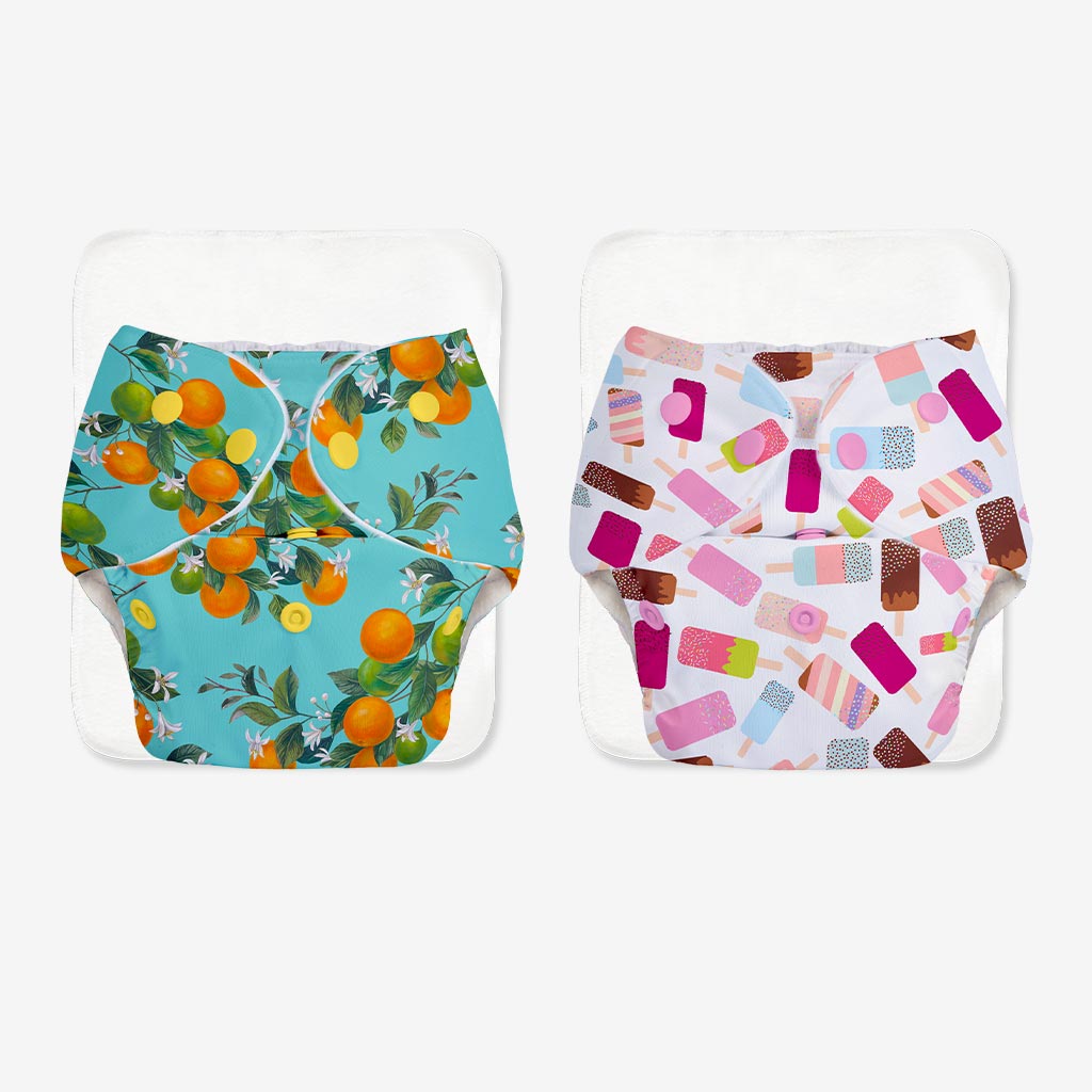 BASIC Cloth Diaper 2 Pack + 2 Diaper Changing Pads